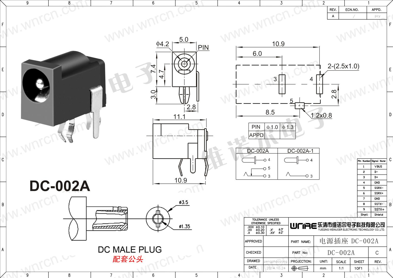 China Dc-002a DC charging power socket Female connector Manufacturer ...