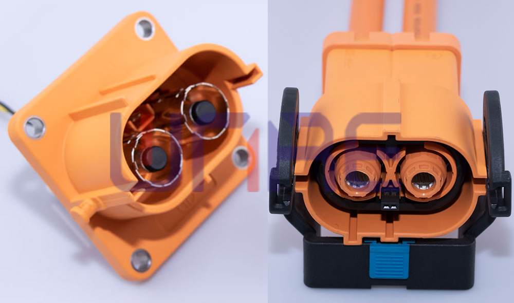 China 125/150/200A DC 1500V 2P Straight Angle High Voltage Connector ...