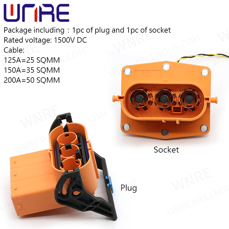 China 3P Right Angle 125/150/200A DC 1500V High Voltage Connector Plug ...