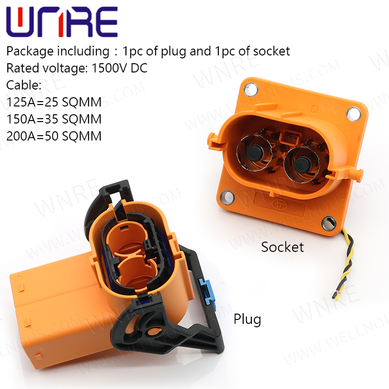 China 2P Right Angle High Voltage Connector Plug 125/150/200A DC 1500V ...